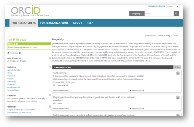 Support offered to researchers for their NRF rating and e-visibility