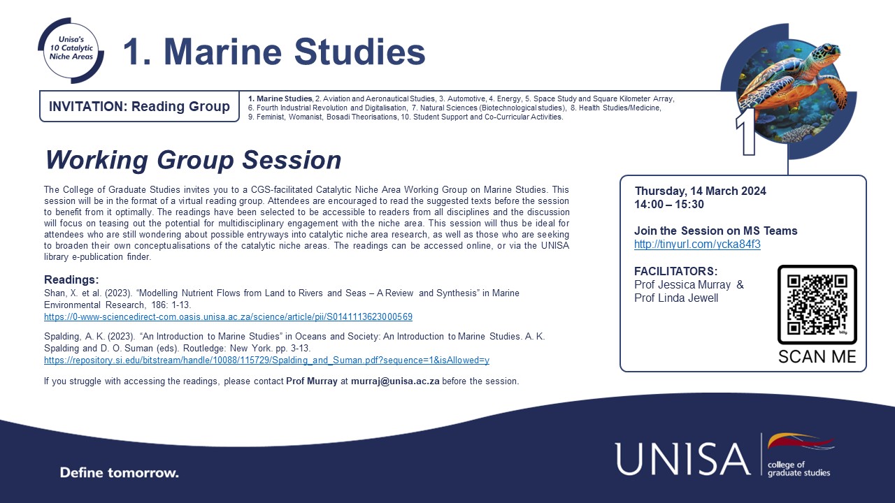 Catalytic niche area working group session on marine studies