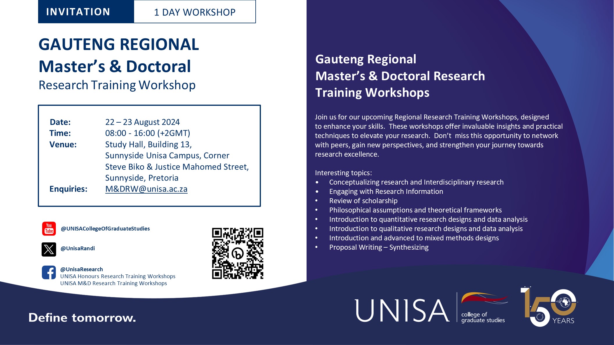 Master's and doctoral research training workshop (Gauteng Region)