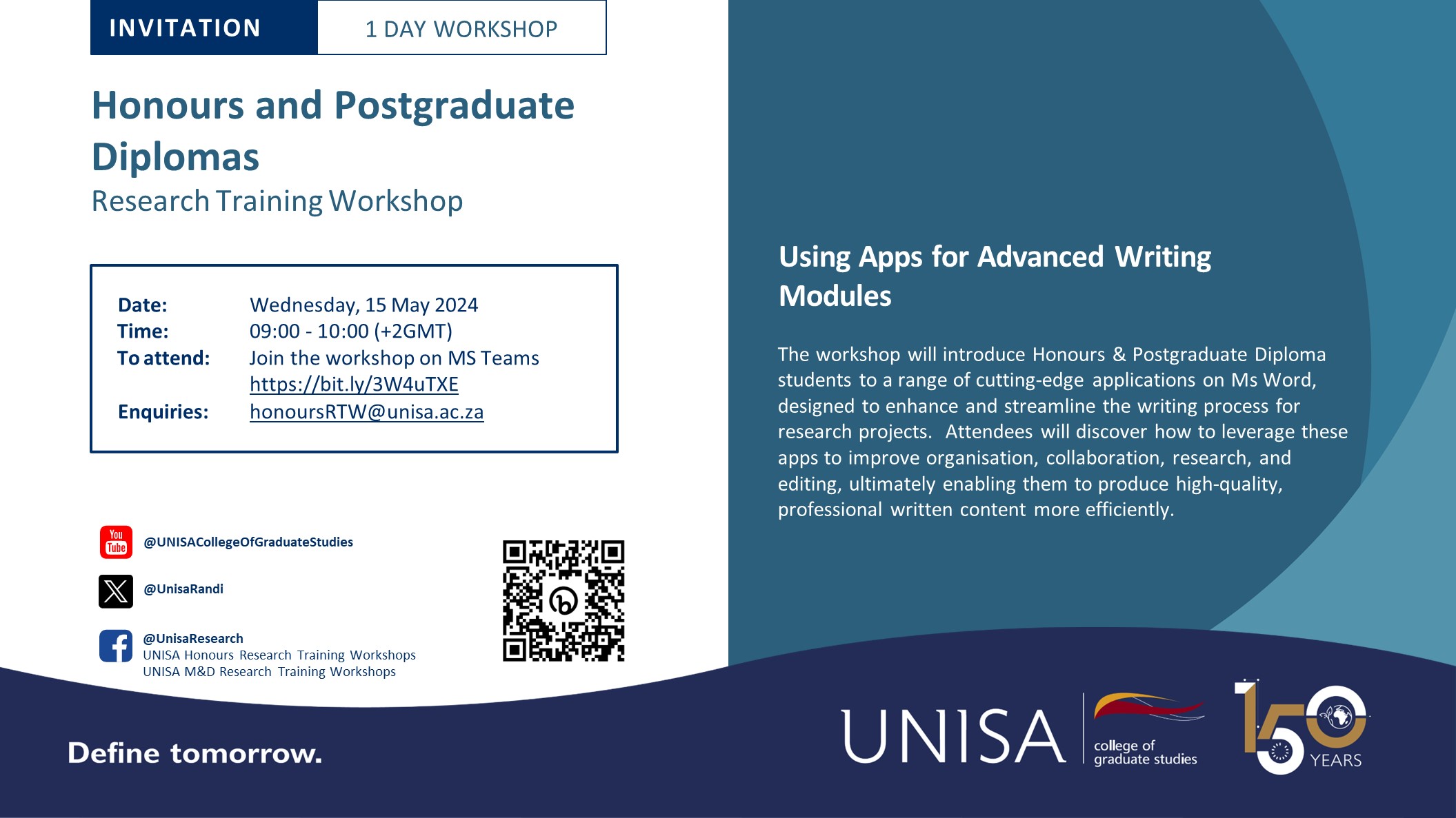 Honours and postgraduate diploma research training workshop: 'Using ...