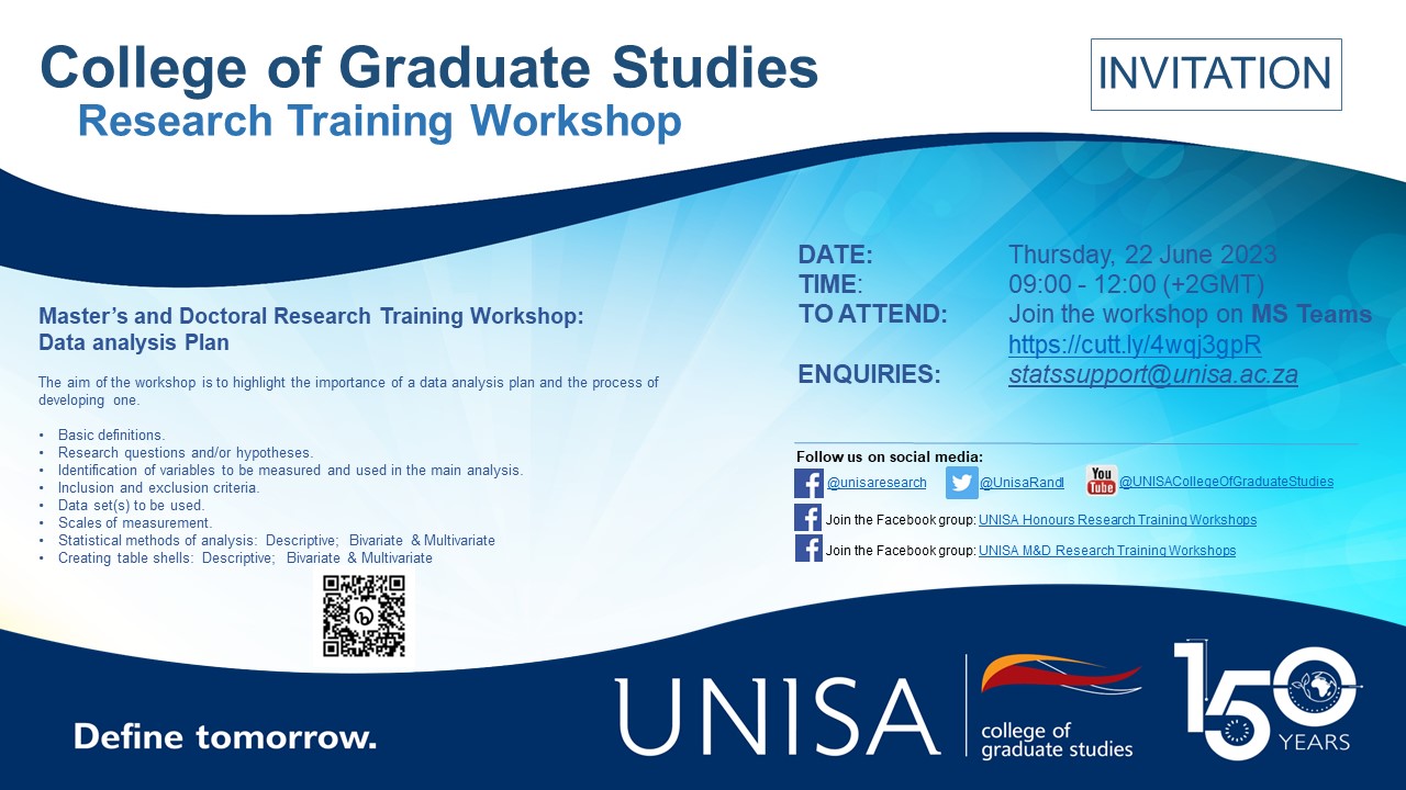 Master's and doctoral research training workshop: 'Data analysis plan'