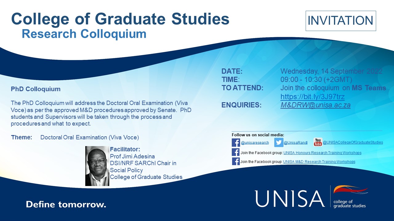 PhD colloquium: 'Doctoral oral examination (Viva Voce)'